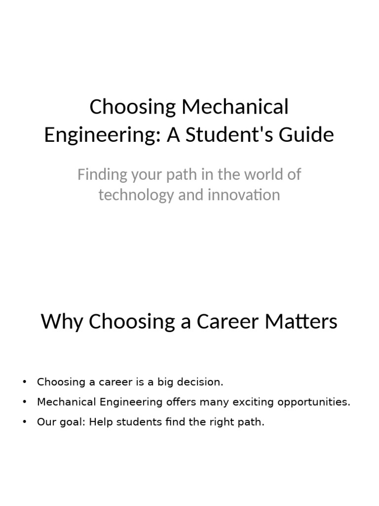 Choosing Mechanical Engineering Presentation | PDF