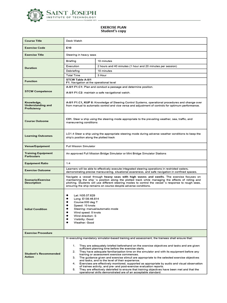 DWK E9 Steering in Strong Crosswind Student - S | PDF | Simulation | Ships