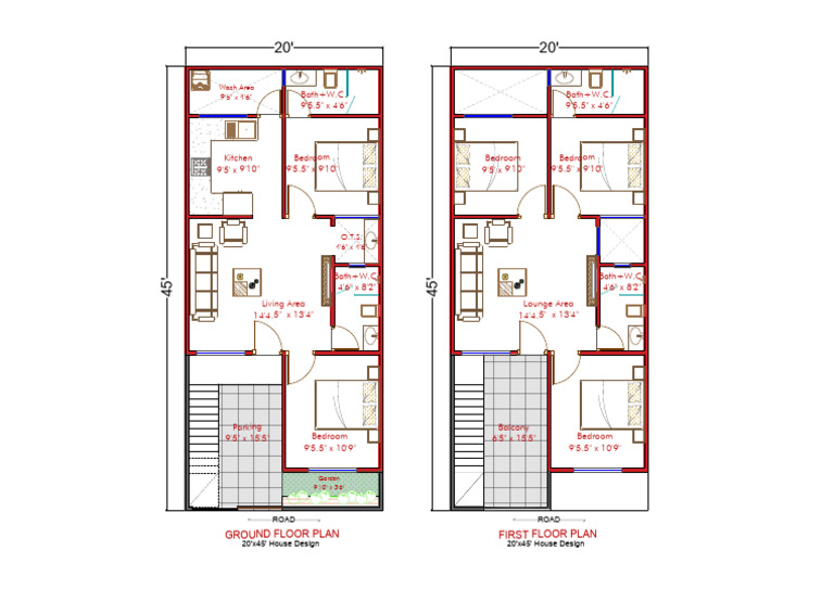 20x45 Duplex House Plan | PDF