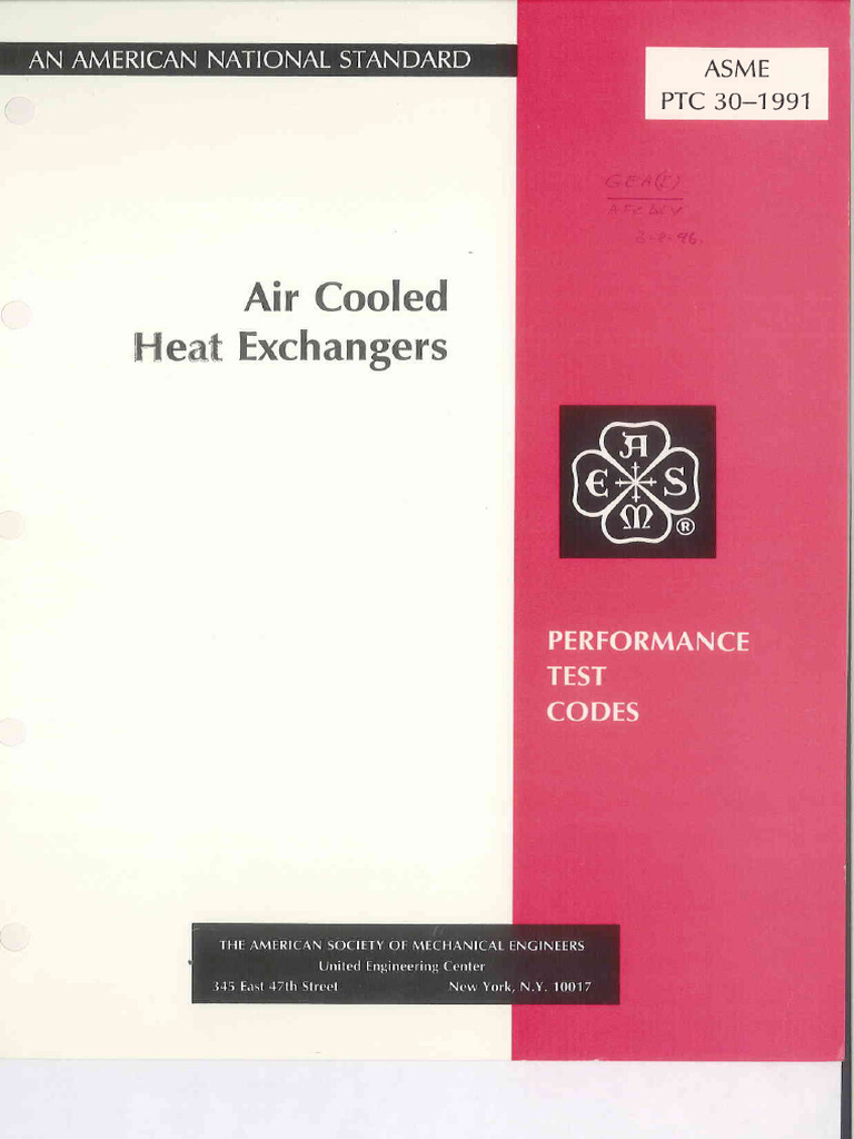 Air Cooled Heat Exchangers - ASME-PTC-30-1991 | PDF