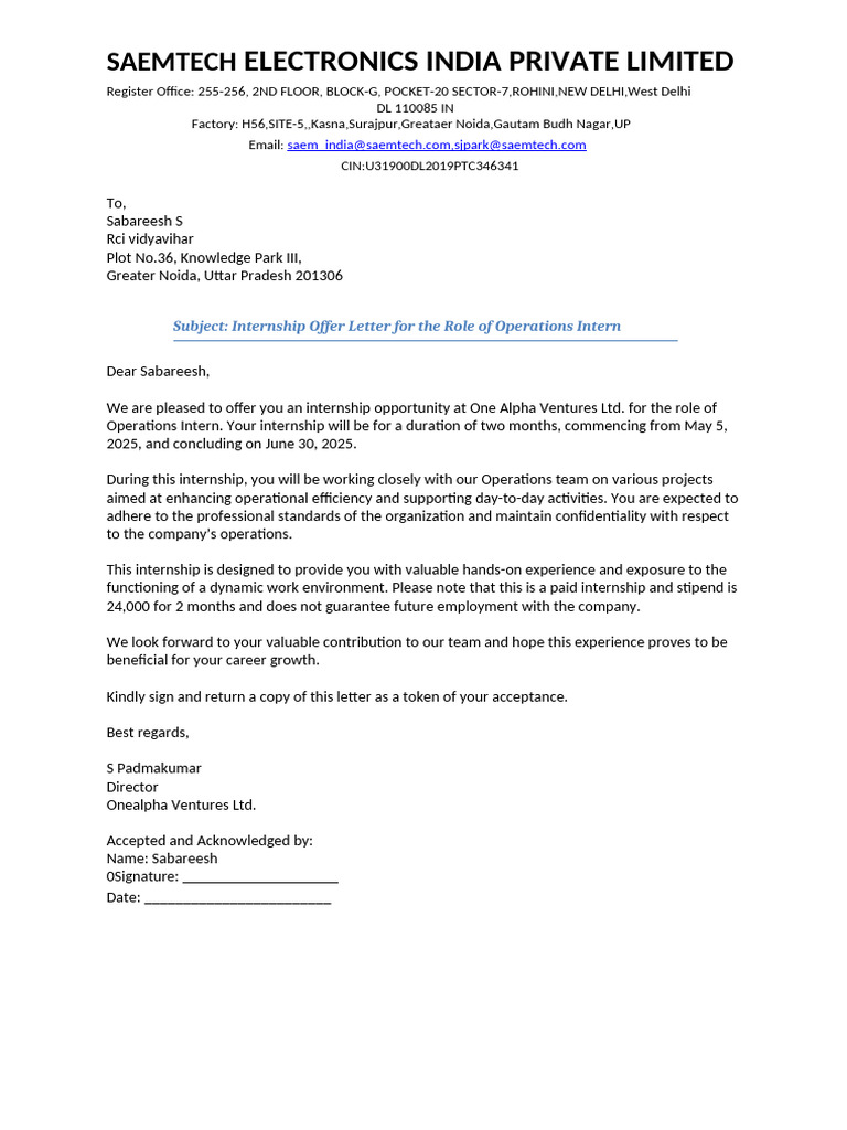 AutoRecovery Save of Offer Letter | PDF