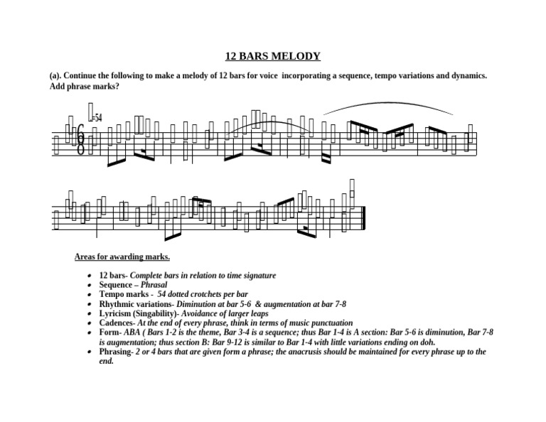 12-Bar Melody Composition Guide | PDF