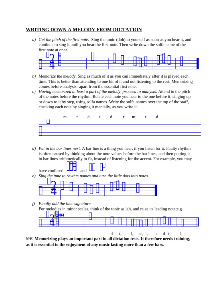 Writing Down A Melody From Dictation | PDF