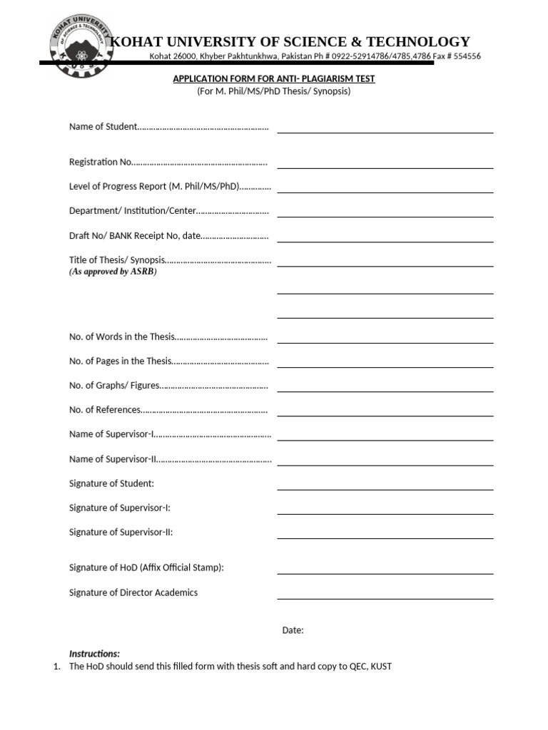 Anti-plagiarism Application Form | PDF