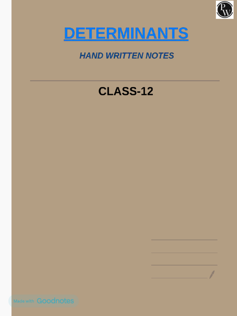 Determinants - Handwritten Notes - Lakshya JEE 2026 | PDF