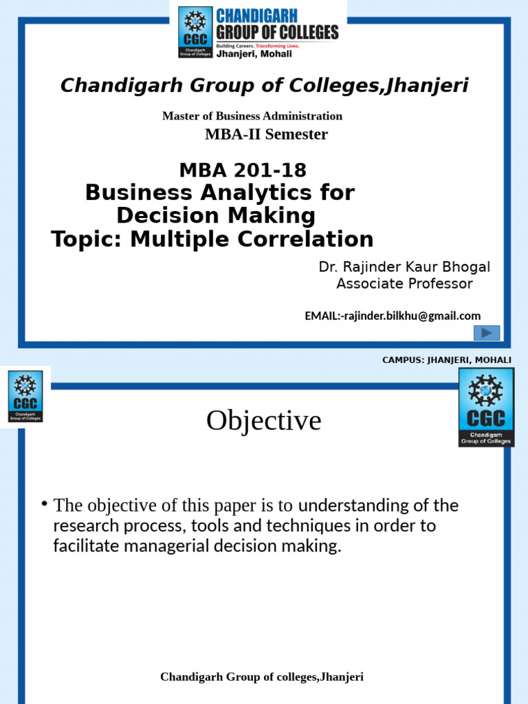 Business Analytics For Decision Making Topic: Multiple Correlation | PDF | Statistics ...