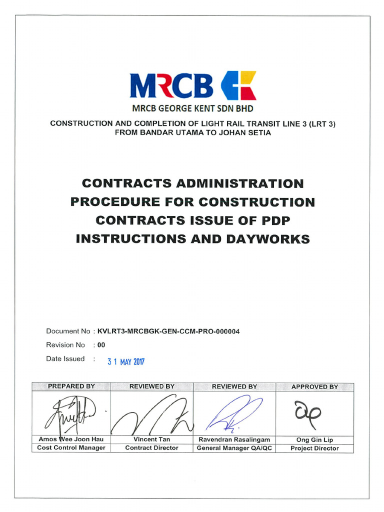 Contract Administration Procedure For Construction Contracts Issue of ...