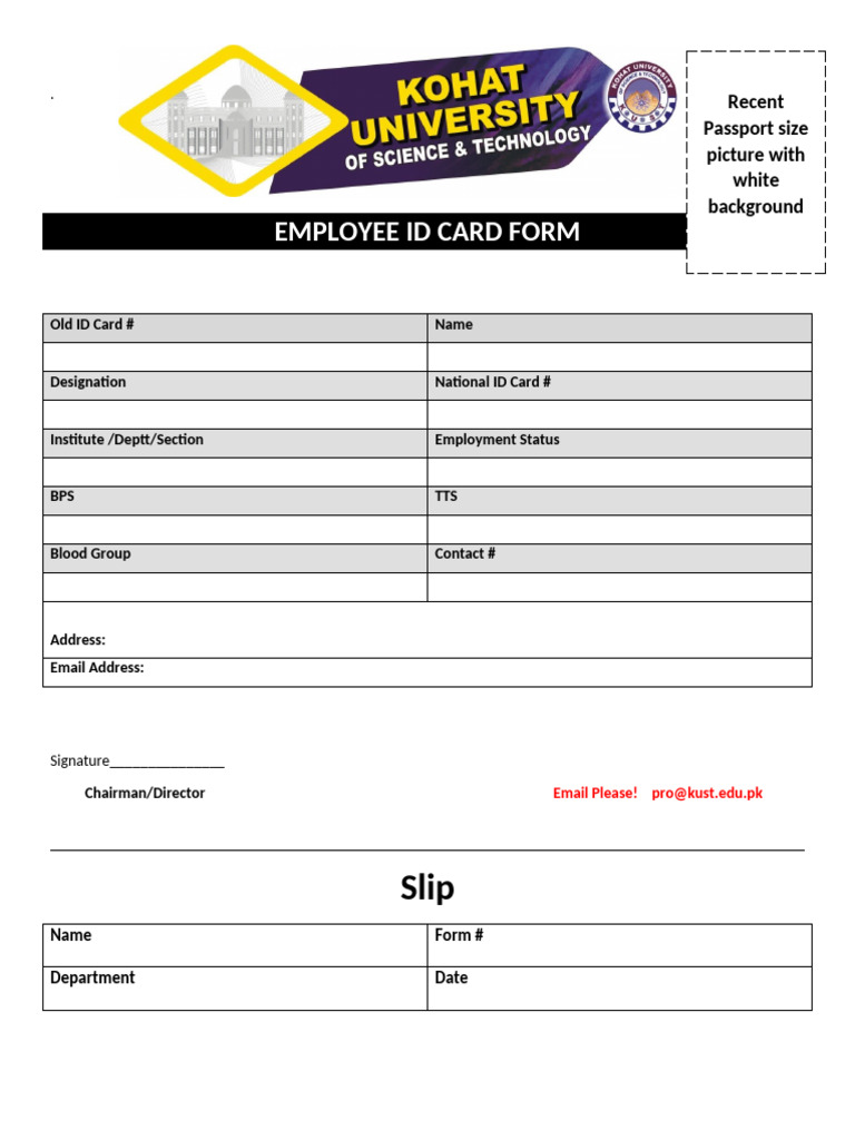 Employee Id Card Form | PDF