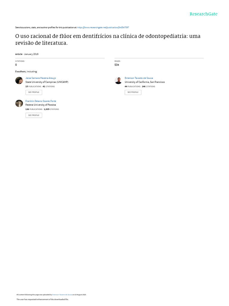O Uso Racional de Flúor em Dentifrícios Na Clínica de Odontopediatria ...