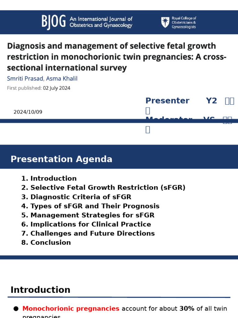 Selective Fetal Growth Restriction in Monochorionic Twin Pregnancies ...
