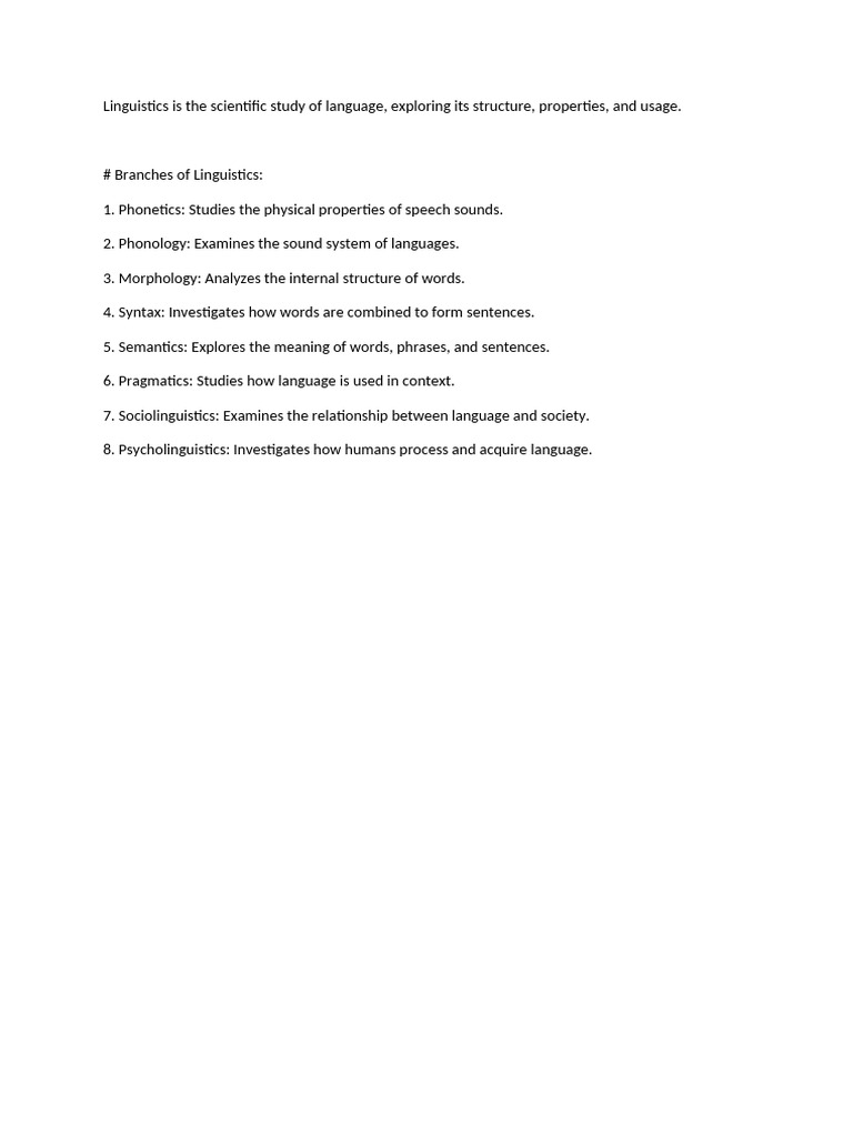 Linguistics Is The Scientific Study of Language | PDF