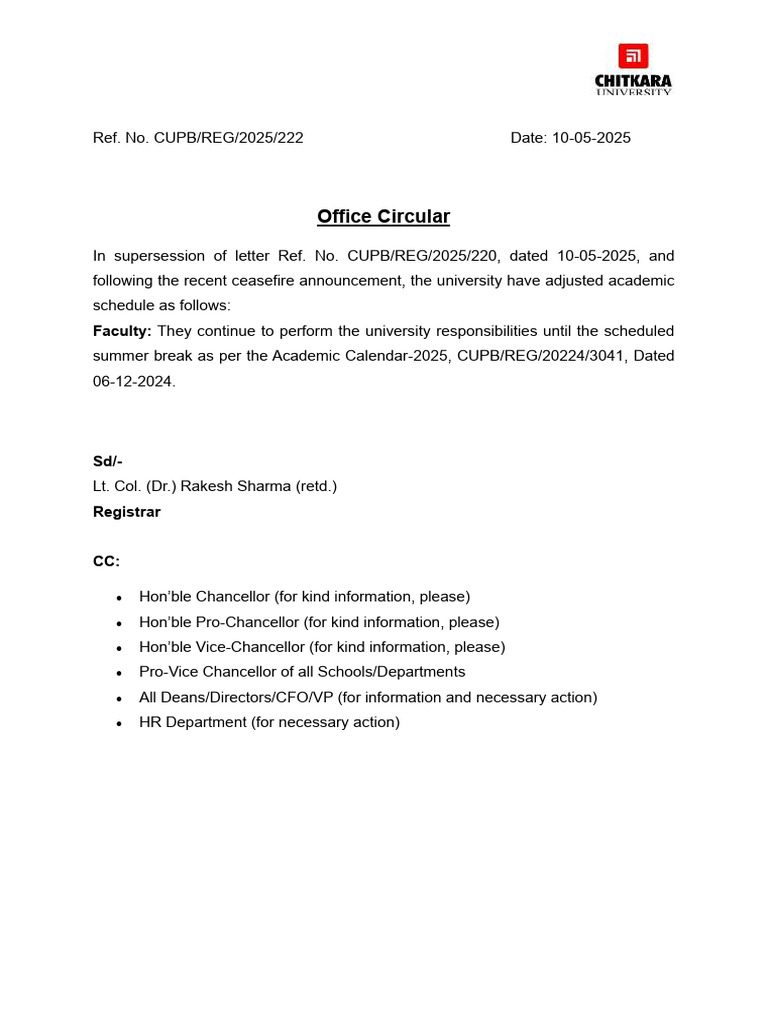 Circular 20250510202547 Circular Cupb-Reg-2025-222 | PDF