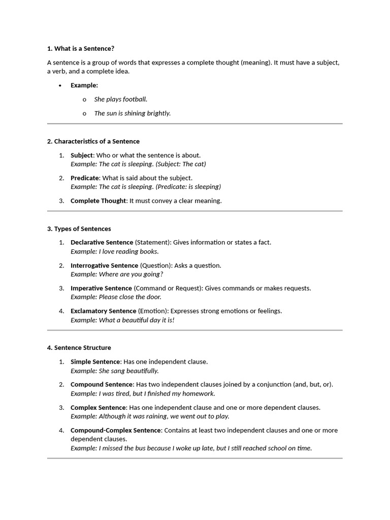 The Sentence, Subject and Predicate | PDF | Subject (Grammar) | Verb