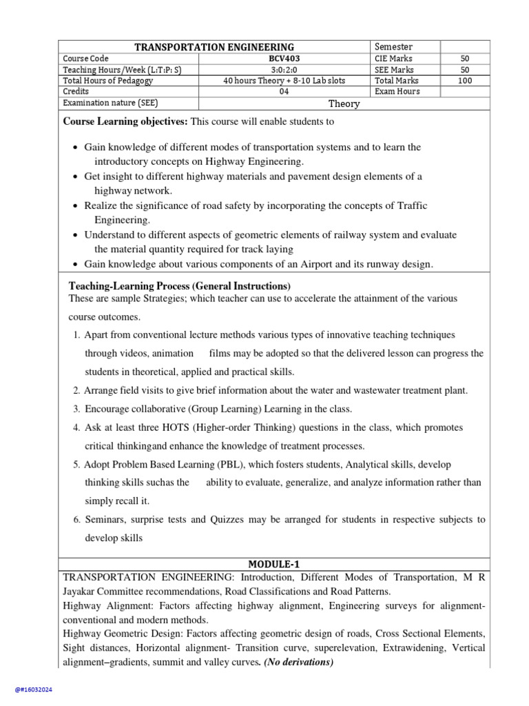 Transportation Engineering | PDF | Road Surface