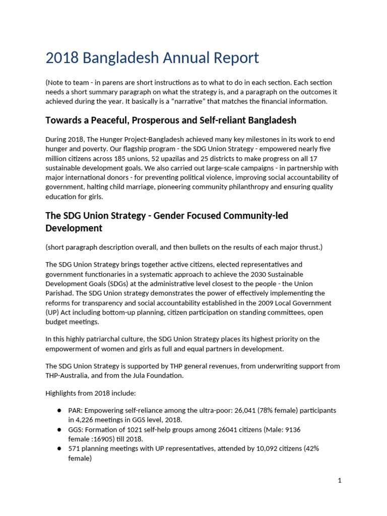 2018 Bangladesh Annual Report | PDF | Child Marriage