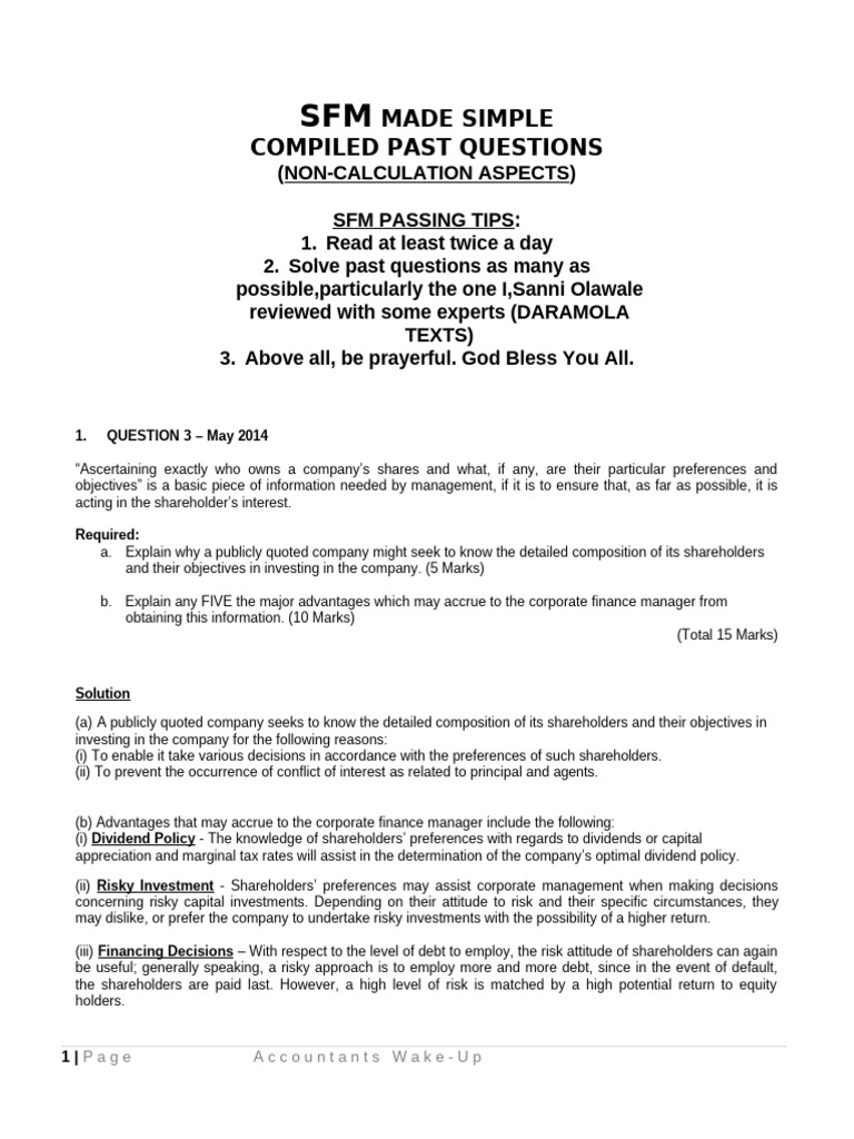SFM Non-Calculation Questions & Answers(1) | PDF | Dividend | Hedge (Finance)