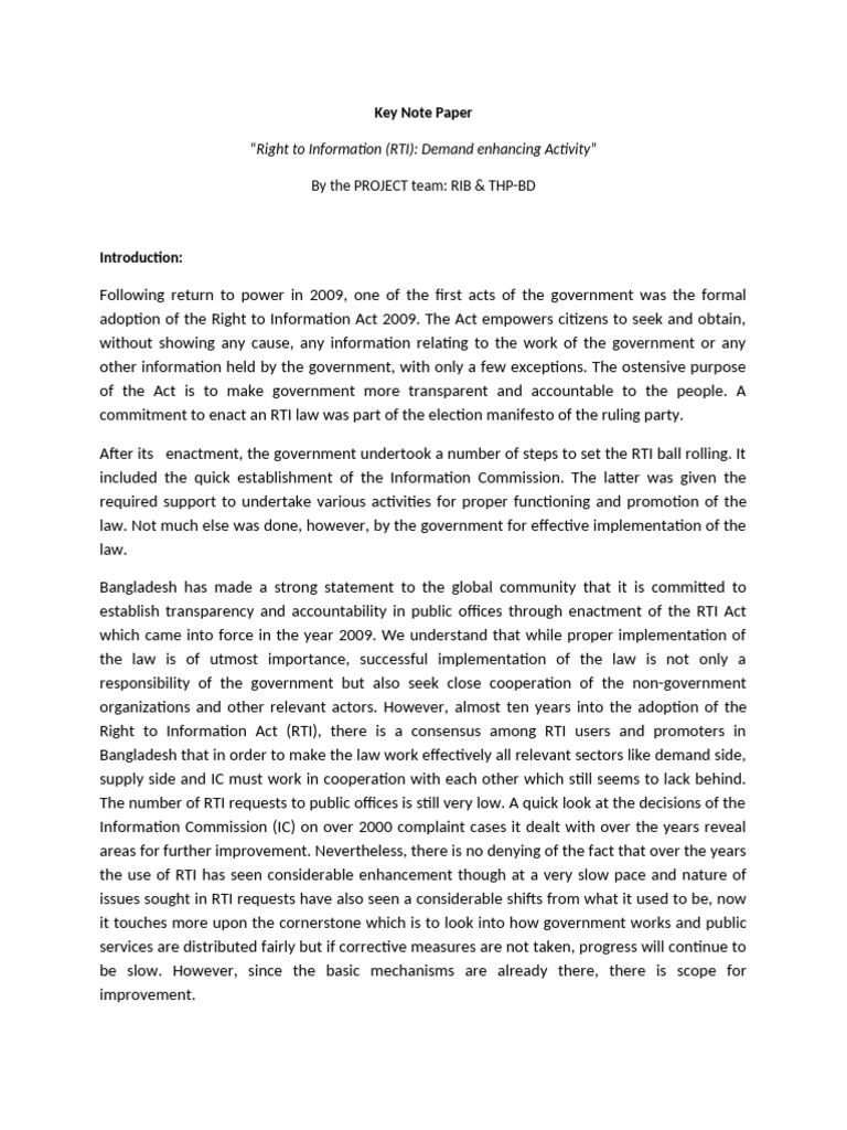 Key Note Paper-WB (Seminar) | PDF | Governance | Participatory Action ...