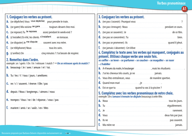 Conjugaison des verbes pronominaux | PDF