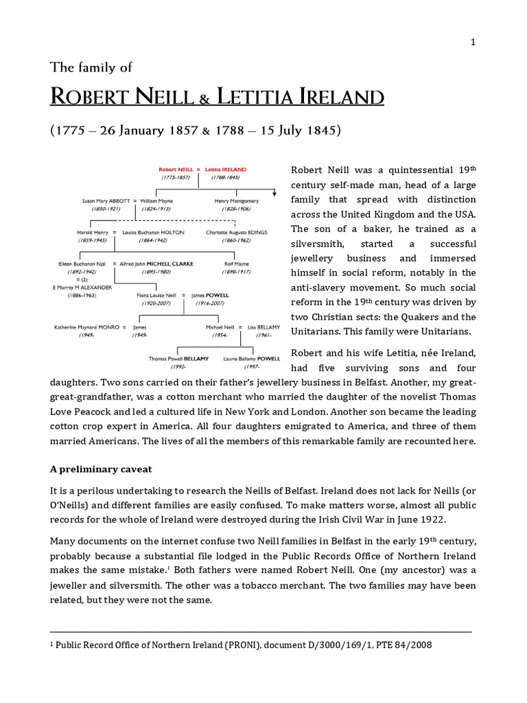 (PDF) CLB Robert Neill family tree | PDF | Catholic Church | Frederick ...