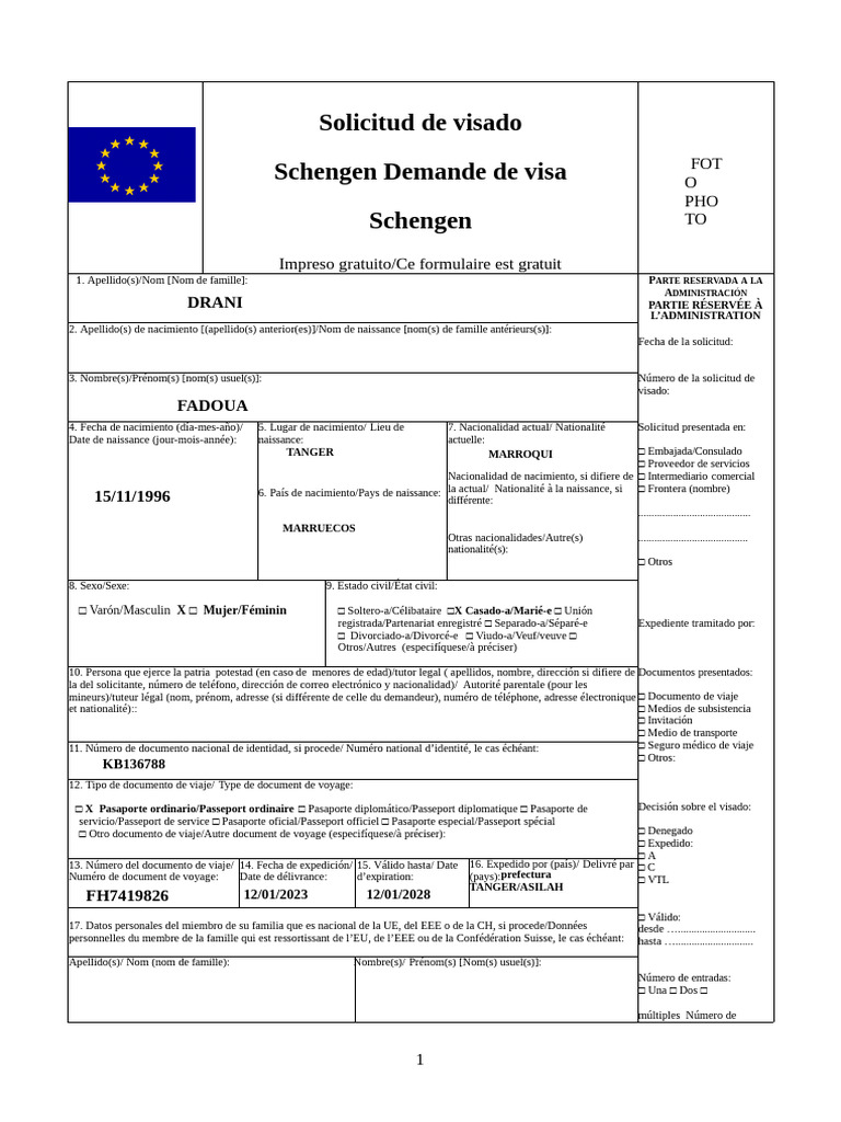 Solicitud de Visado Schengen | PDF | Ley internacional | Gobierno y ...