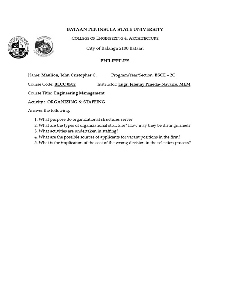 Maulion - ACTIVITY-ORGANIZING&STAFFING | PDF