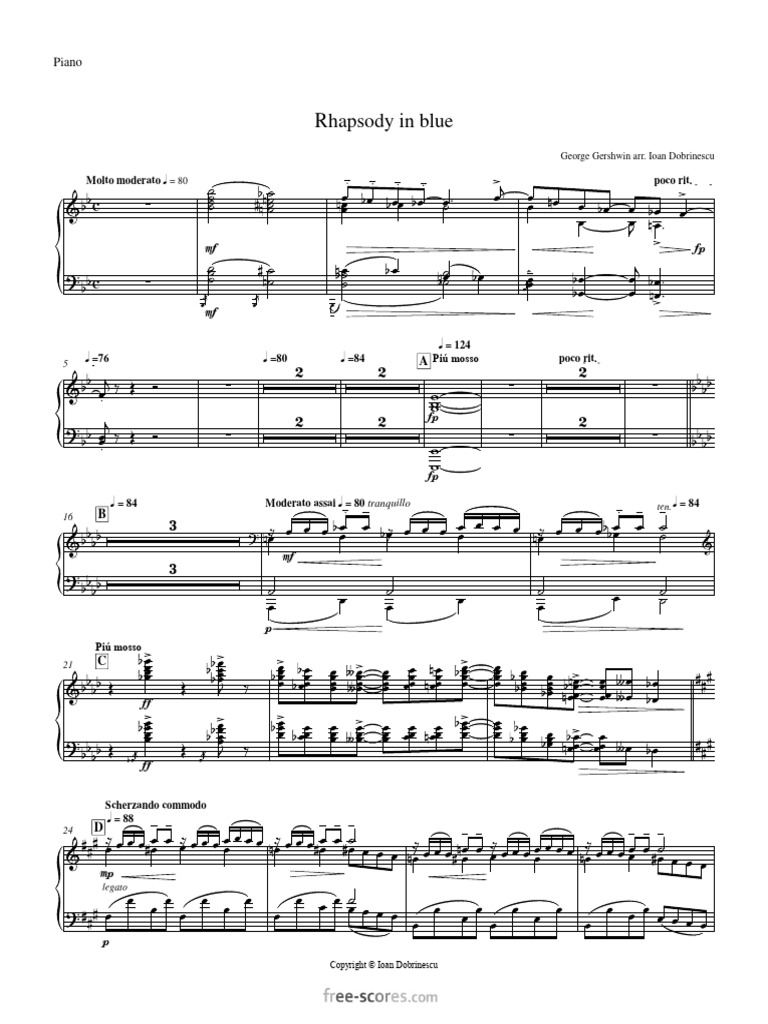 Gershwin George Rhapsody Blue Rhapsody Blue Cel Piano | PDF