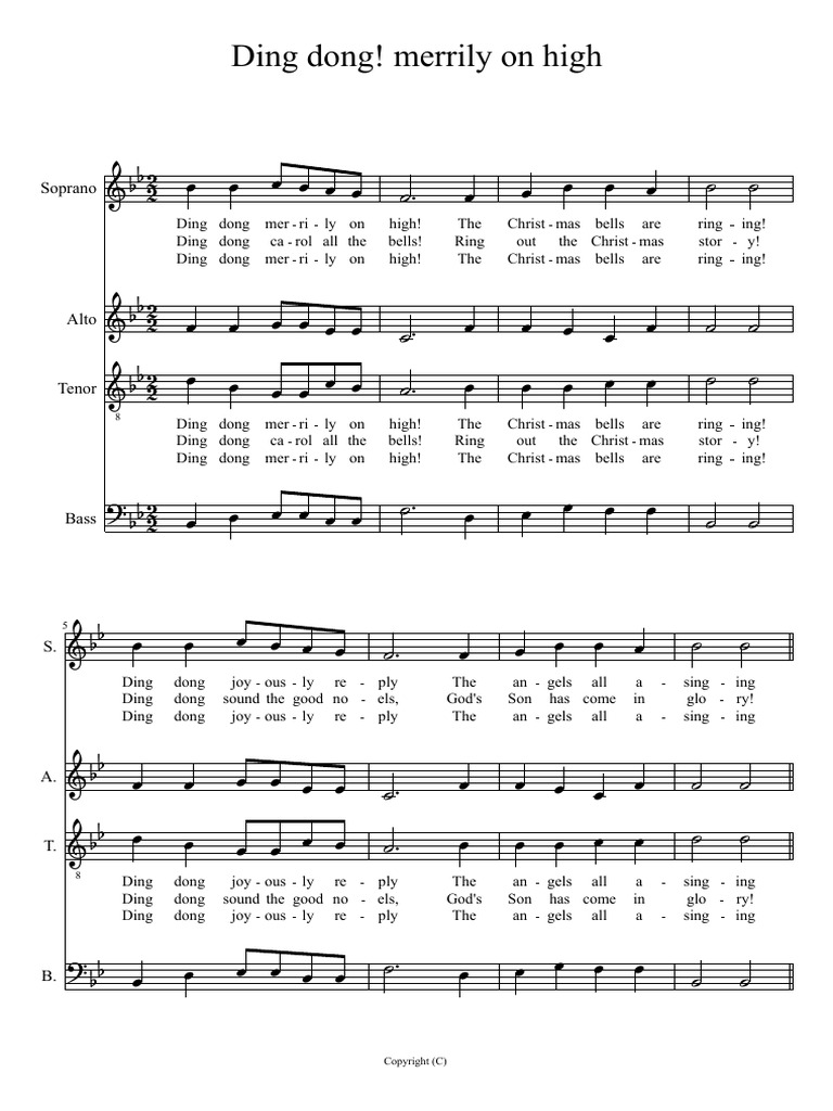 Christmas Carol Lyrics: Ding Dong! | PDF | Vocal Music | Singing