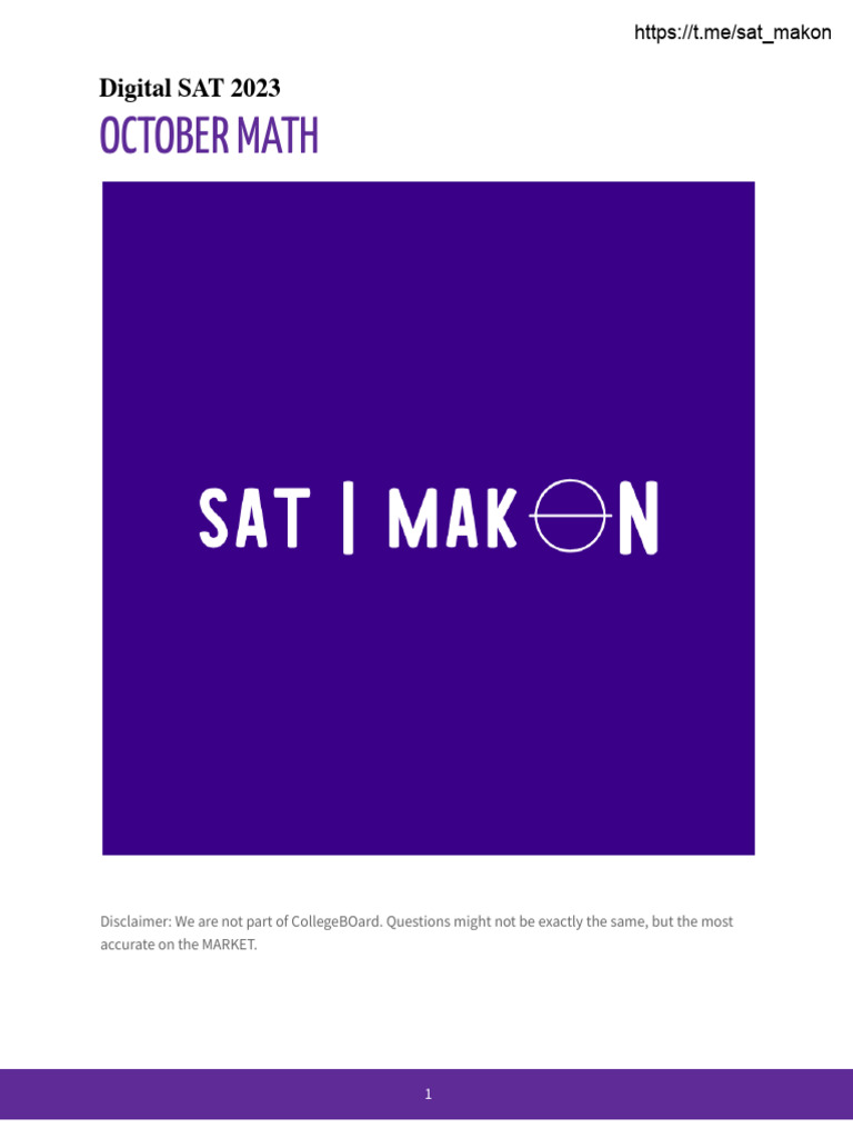 Dsat. October 2023, Real Exam Math - Watermark | PDF