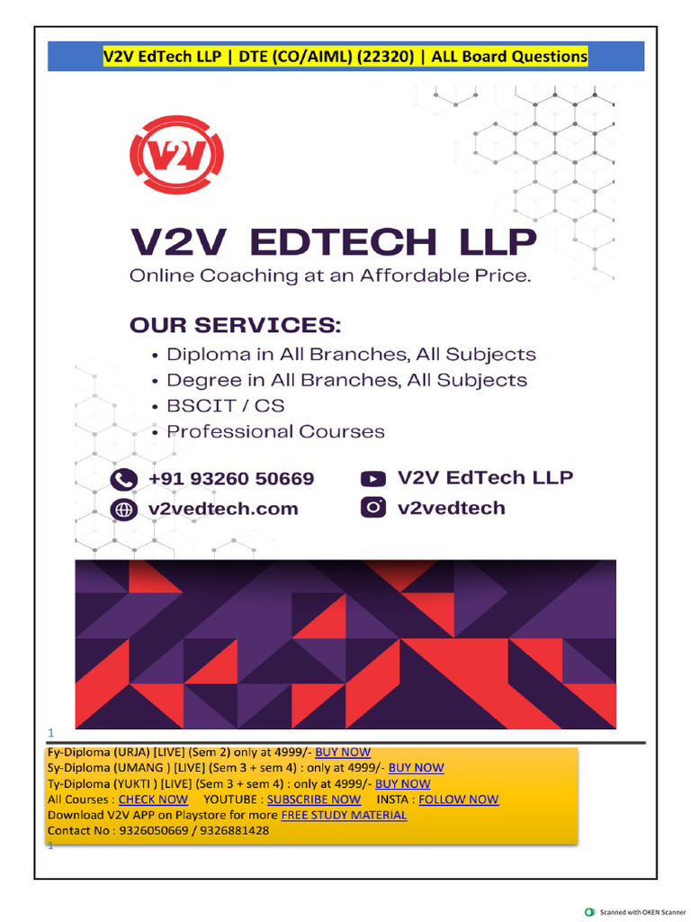 VIMP DTE (CO AIML) BY MANOJ SIR TEAM V2V | PDF