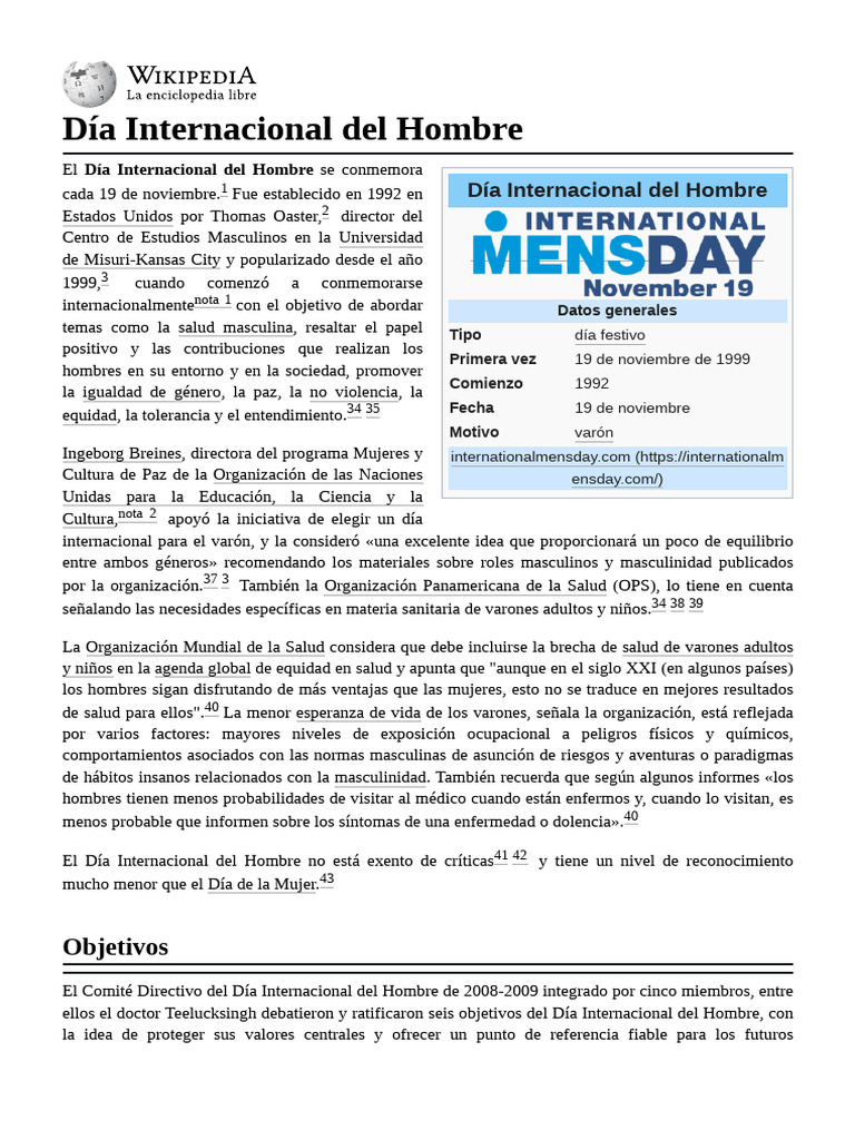 Día Internacional Del Hombre | PDF