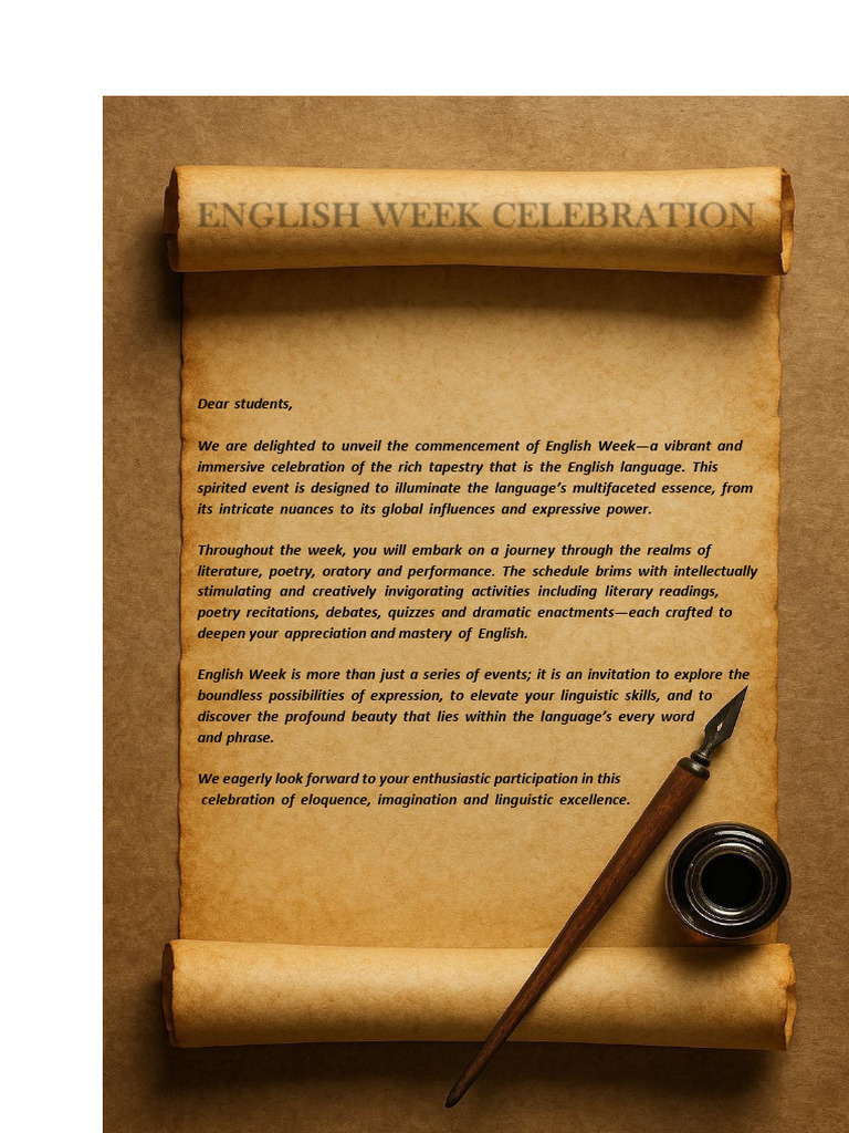 English Week Celebration Events 2025 | PDF | Creativity | Law Of ...