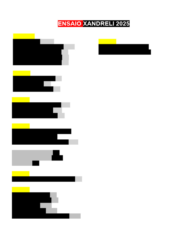 Ensaio Setlist Show Novo Xandreli 2025 | PDF