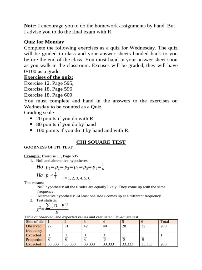Chi square test Examples and Quiz | PDF | P Value | Chi Squared Test