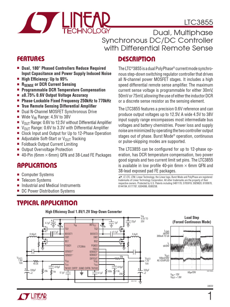 Description Features: Ltc3855 Dual, Multiphase Synchronous DC/DC ...