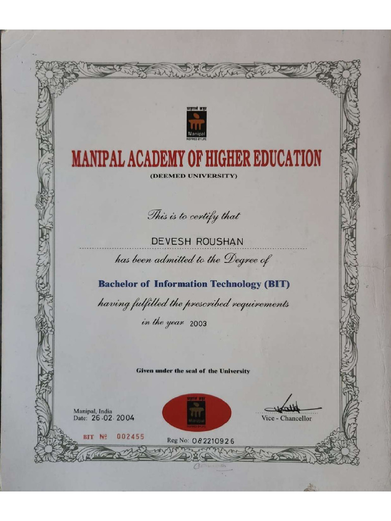 BIT Certificate | PDF