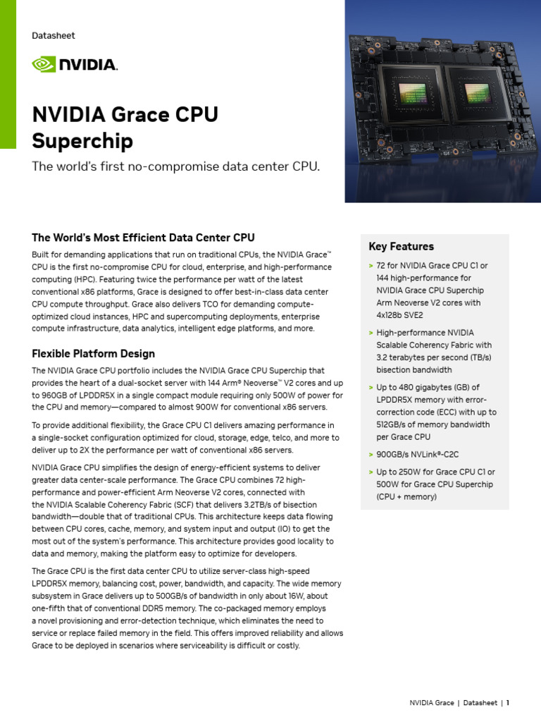 HPC Datasheet Grace Cpu Superchip Datasheet 2705400 | PDF | Central ...