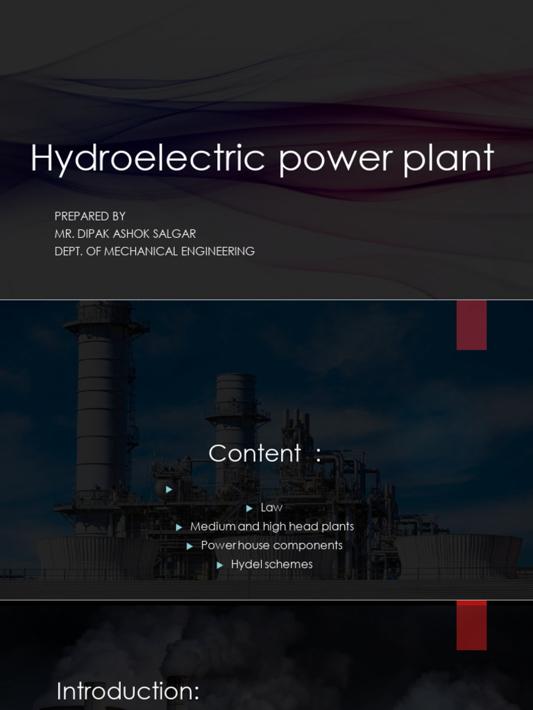 Presentation Hydroelectric Power Plant | PDF | Turbine | Hydroelectricity