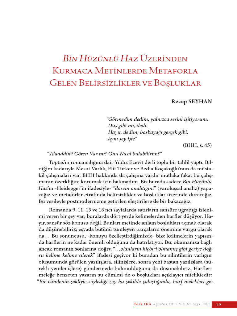 4 - Recep SEYHAN - Bin Hüzünlü Haz Üzerinden | PDF