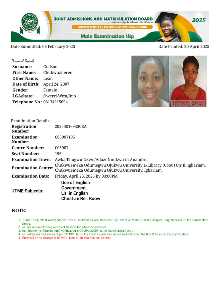 Godson Slip 2 | PDF