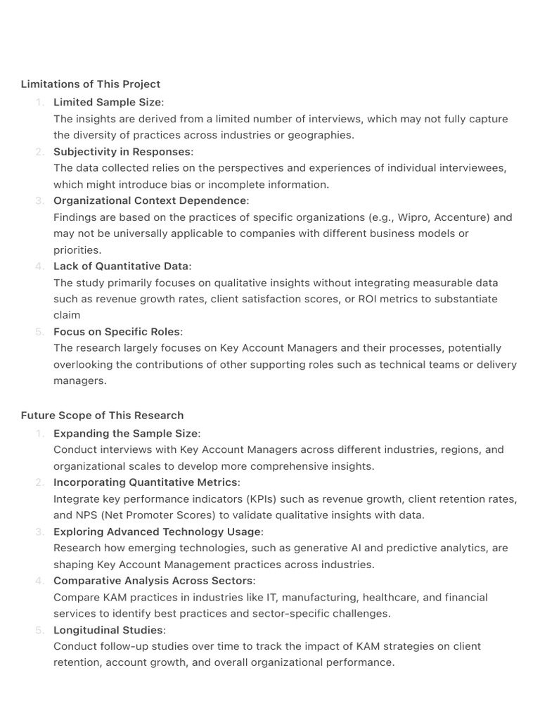 Limitations of This Project | PDF | Performance Indicator | Qualitative ...