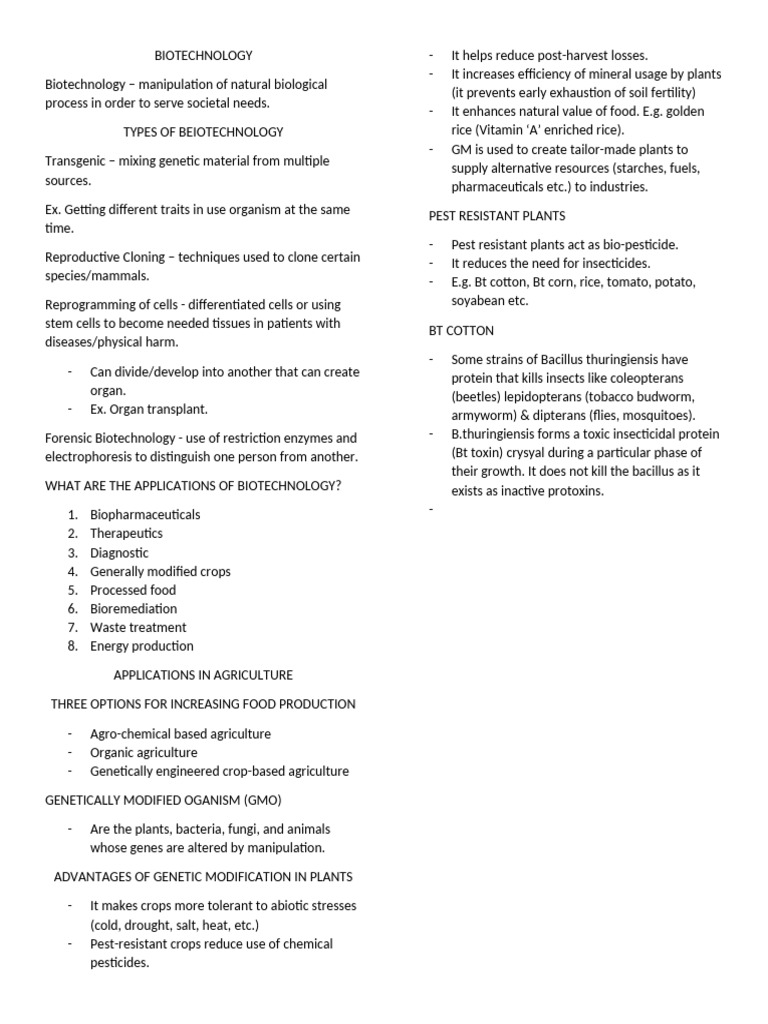 Biotechnology STS Reviewer | PDF | Biotechnology | Genetically Modified Organism