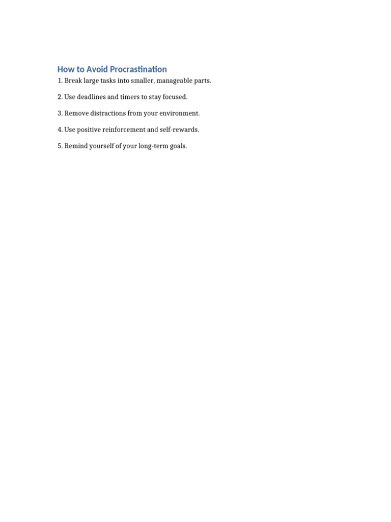 How To Avoid Procrastination Pdf