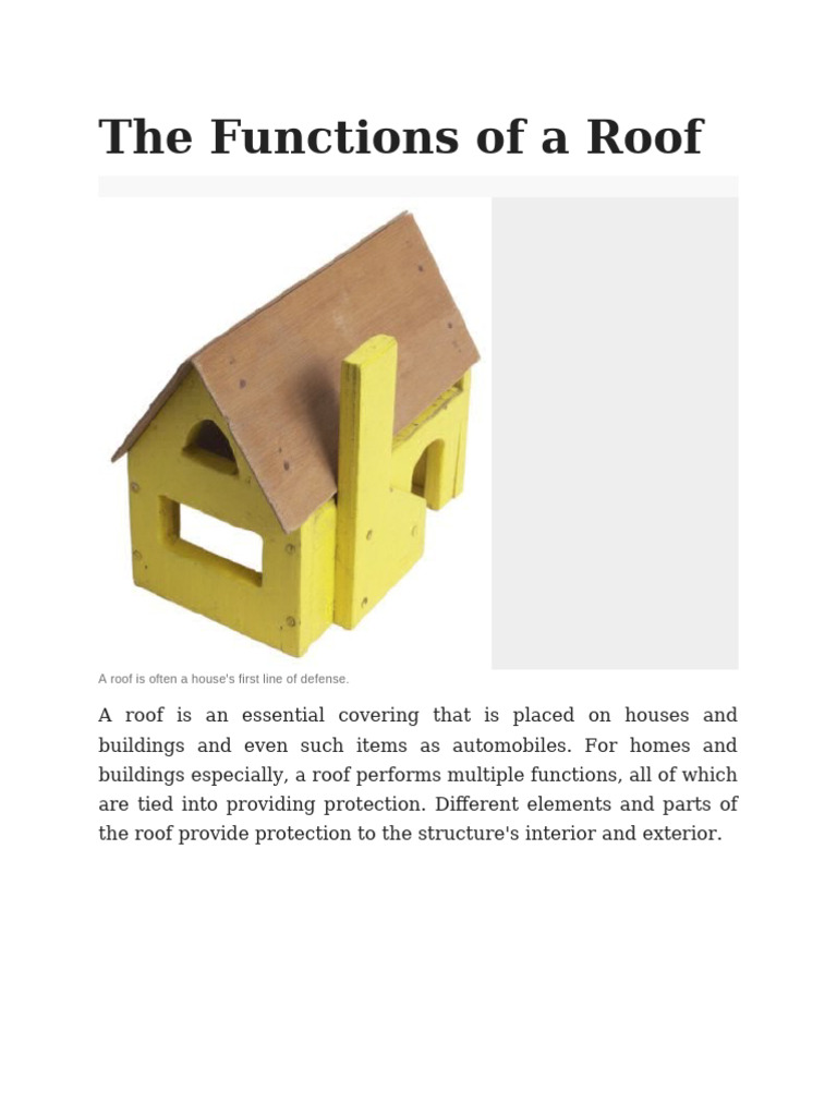 l. The Functions of a Roof | PDF | Roof | Building Engineering