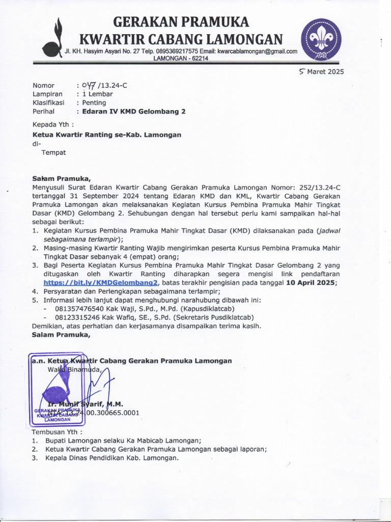 No 047 Edaran Iv KMD Gelombang 2 | PDF