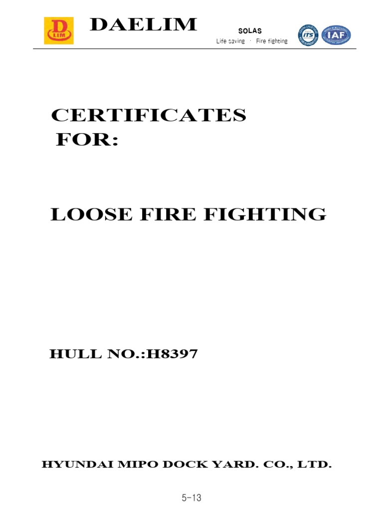 Firefighting Equipment Certification | PDF | Equipment | Manufactured Goods