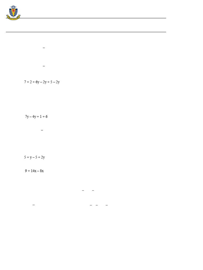 E2 Math Homework: Expressions & Equations | PDF