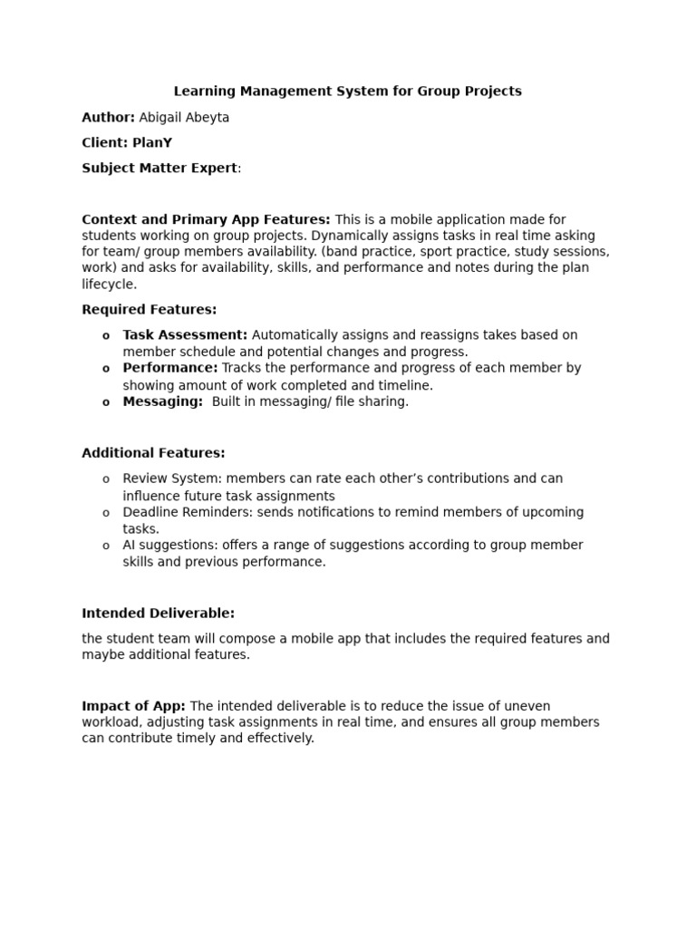 Learning Management System For Group Projects | PDF