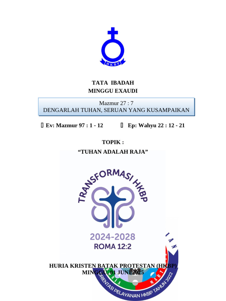 Acara Ibadah Minggu Exaudi, 01 Juni 2025 (Bahasa Indonesia) | PDF