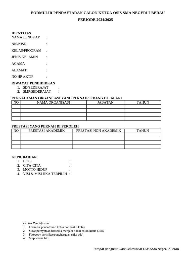 FORMULIR Pendaftaran Fix | PDF