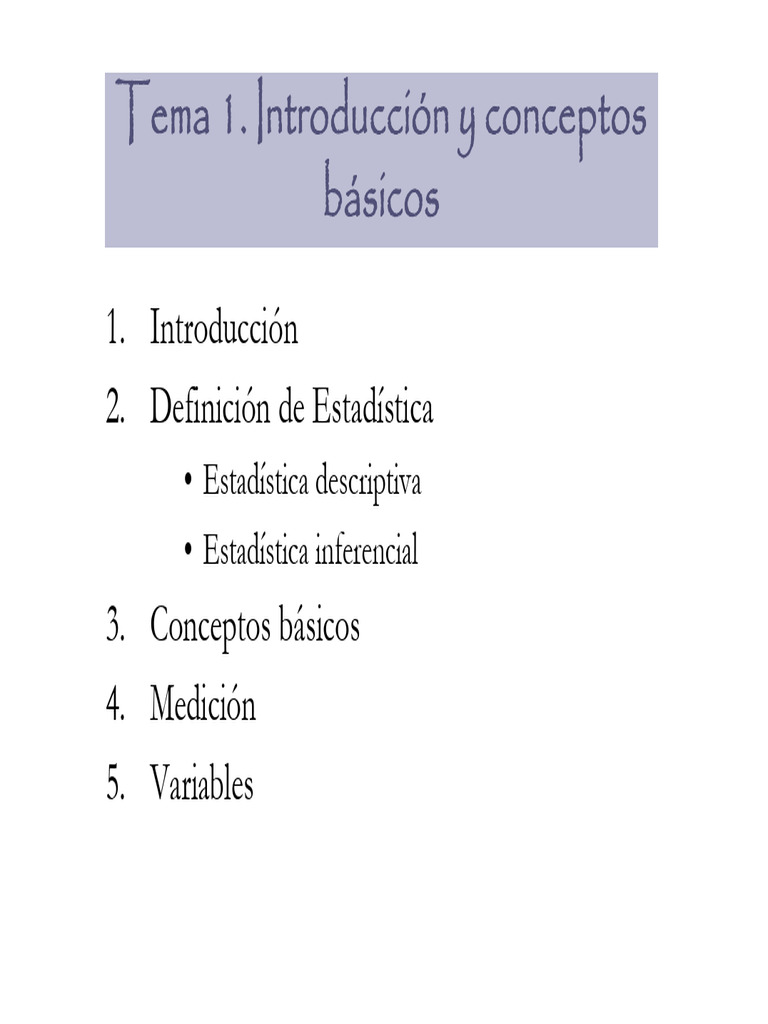Tema 1 Conceptos básicos | PDF | Estadísticas | Muestreo (Estadísticas)